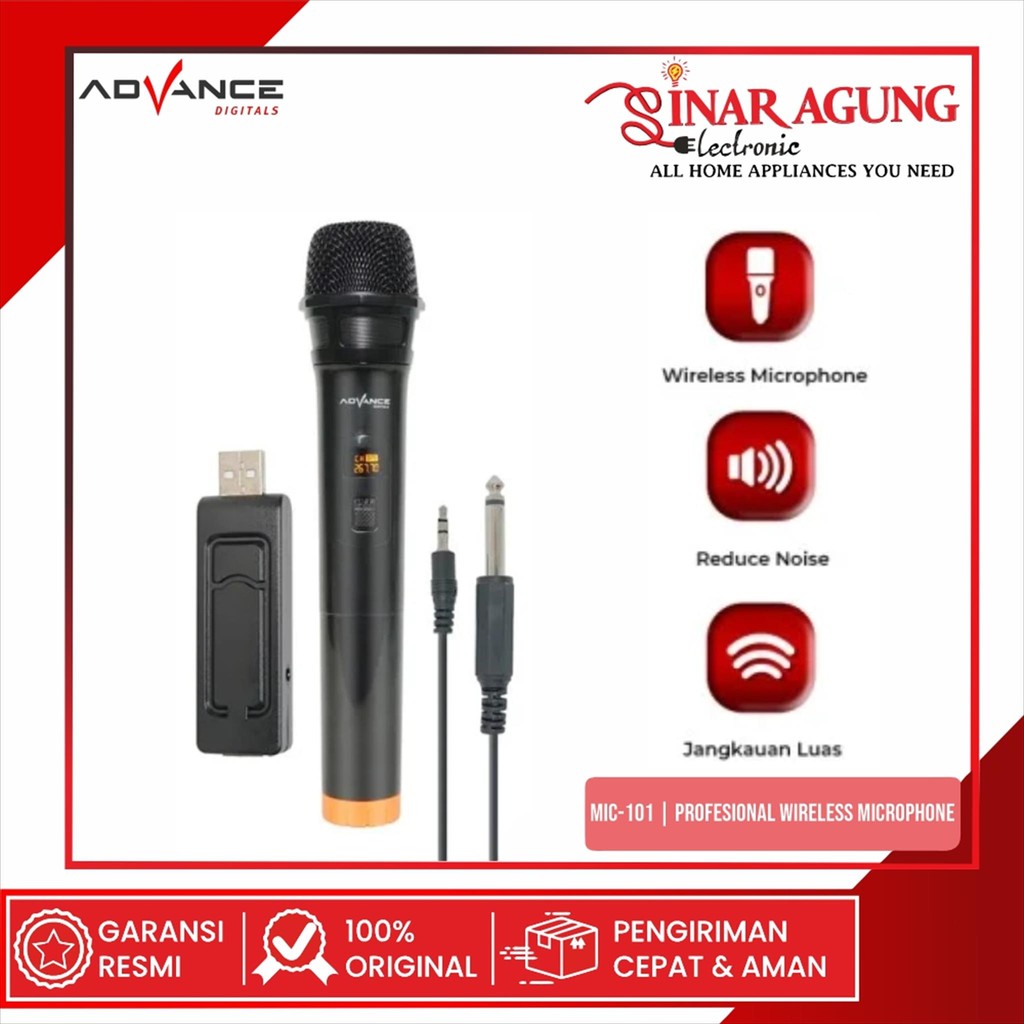 Jual ADVANCE MIC-101 PROFESSIONAL WIRELESS MICROPHONE SINGLE MIC | Shopee Indonesia