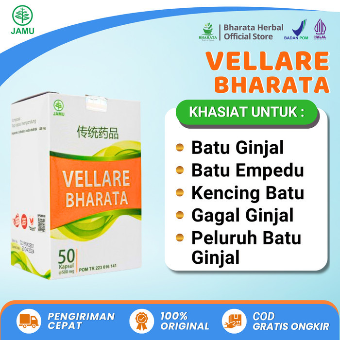Jual Obat Batu Ginjal Ampuh Vellare Bharata Kemasan 50 kapsul 100% Original Asli | Shopee Indonesia