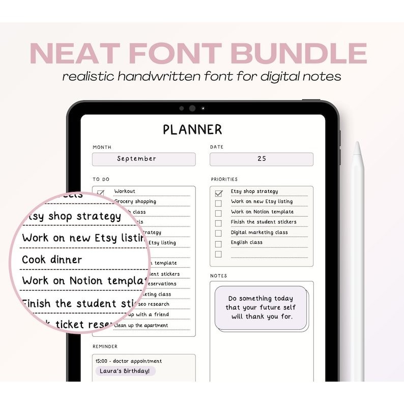 Jual [x018] Neat Handwritten Font Bundle For Digital Notes and Digital ...