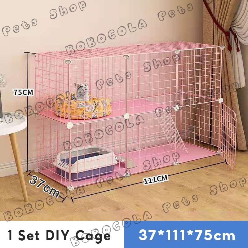 Jual jo6ko 1 Set Pagar Kucing Tinggi Kandang Kucing Tingkat 2 Kandang ...