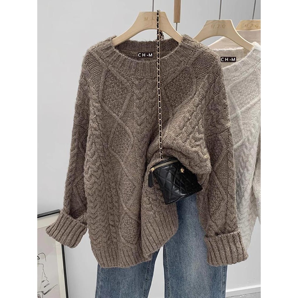 Jual Sweater rajut pullover retro bengkok sweater wanita musim dingin ...