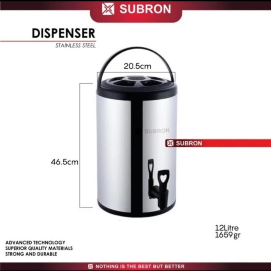 Jual Water Tank Jug / Dispenser SUBRON 8/10/12 Liter Hot&Cold Thermos ...