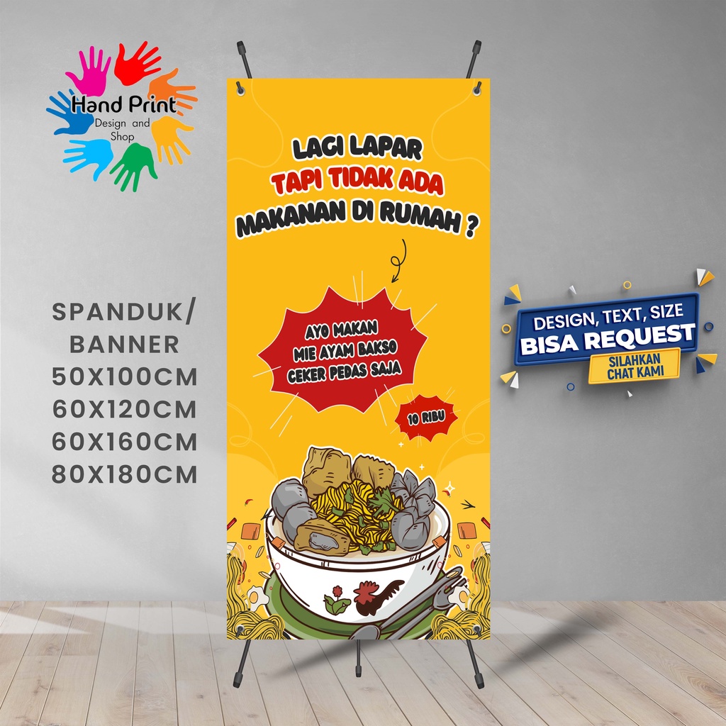Jual SPANDUK BANNER Mie Ayam Mie Pangsit Warna Oren B 60x160 CM Outdoor ...