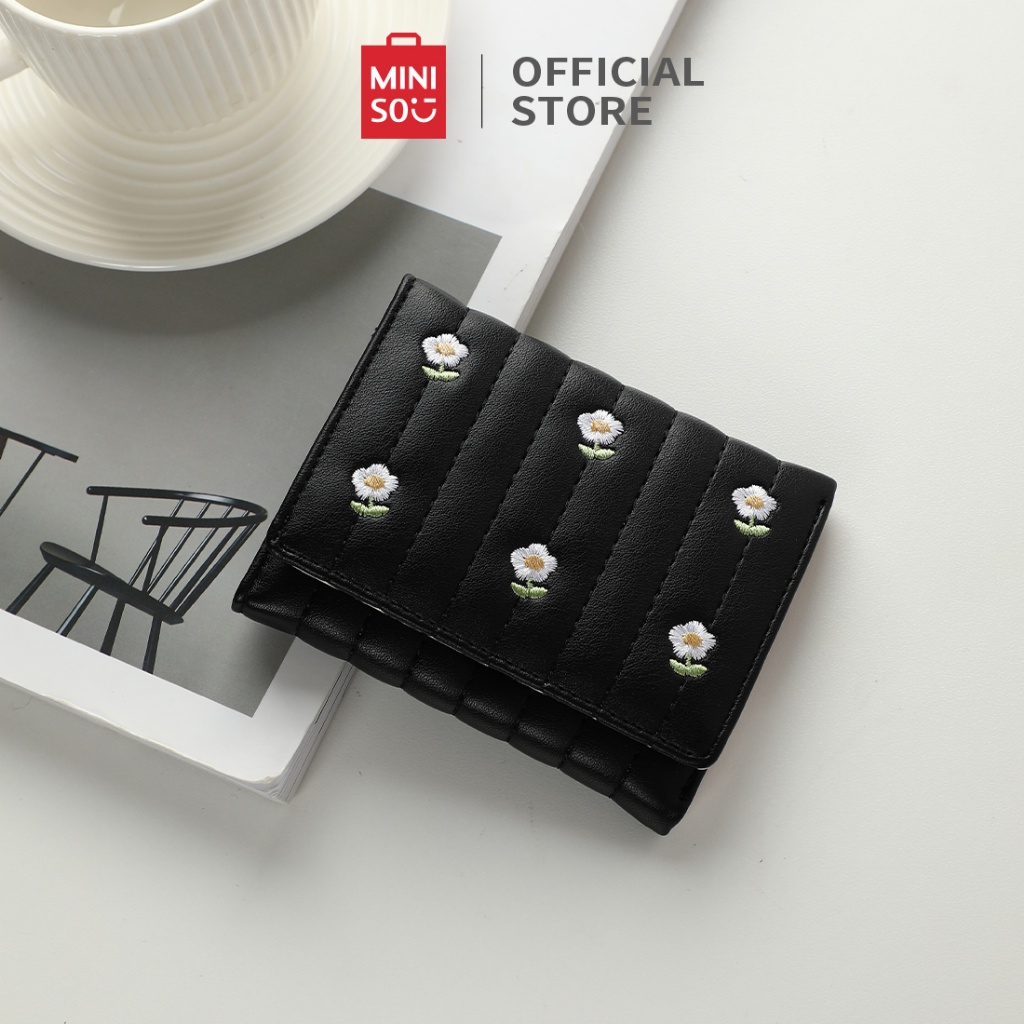 Jual MINISO Wallet Dompet Wanita Flowers Short Trifold Wallet Sulaman ...