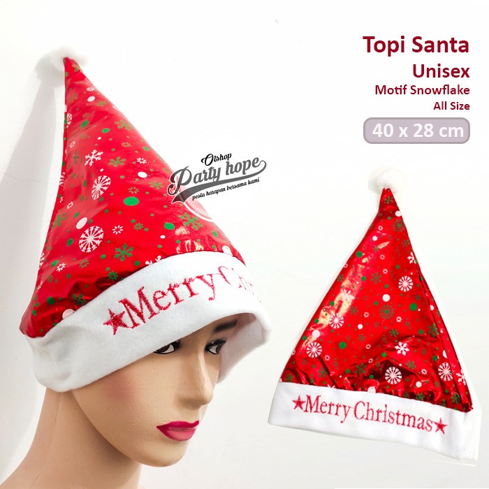 Jual ISI 12 topi natal motif Snowflake / aksesoris natal santa / topi ...