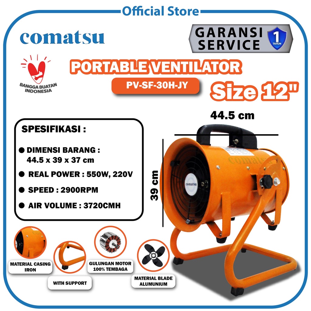 Jual Portable Ventilator Comatsu 12 Inch 220V ventilator blower/ kipas ...