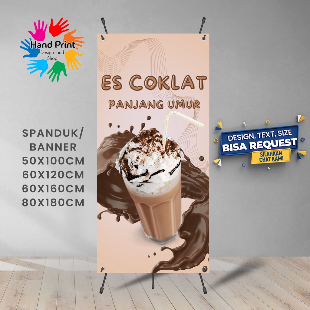 Jual SPANDUK BANNER Minuman Es Coklat Kekinian Viral Warna Kuning Bisa ...