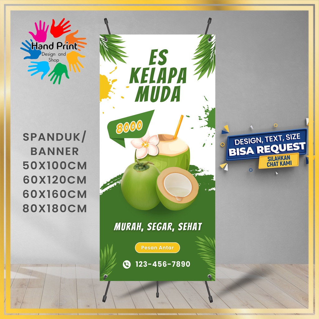 Jual SPANDUK / BANNER Es Kelapa Muda Es Degan Hijau Custom Gratis ...