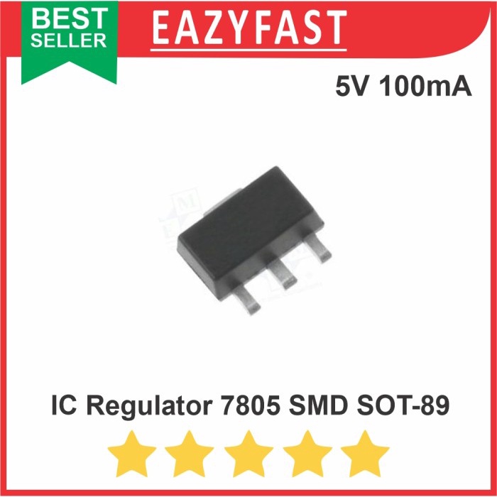 Jual IC Regulator L 7805 CV 5 V Volt 5V 100mA 0.1 A 78L05 78M05 SMD SOT-89 | Shopee Indonesia