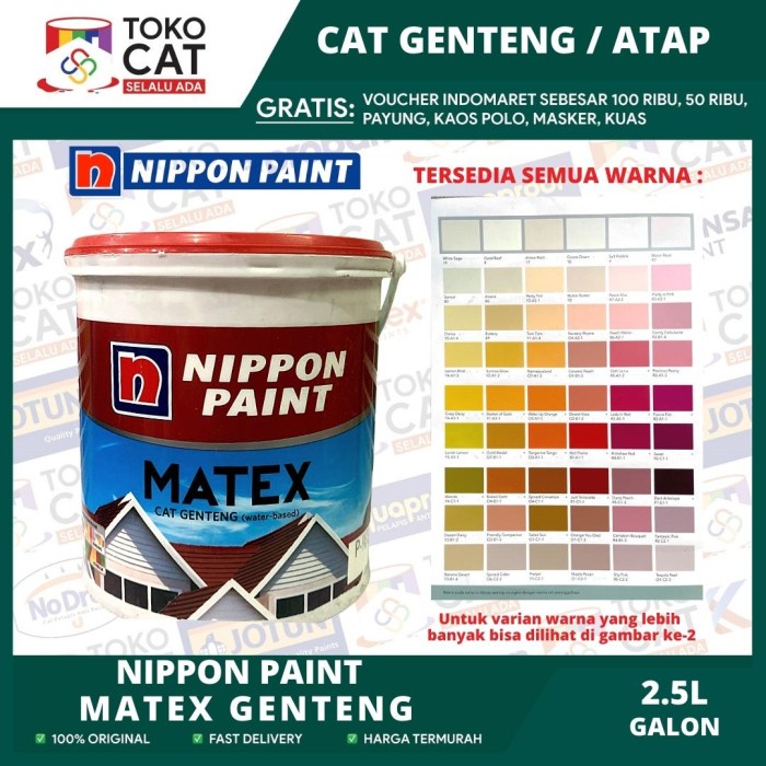 Jual Cat Genteng Nippon Paint Matex Genteng Putih / Warna 2.5 L | Shopee Indonesia