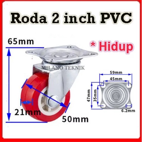 Jual Roda Rak Lemari Nylon 2 Inch Caster Kastor Bebas / Fix / Rem u ...