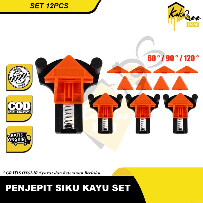 Jual Corner clamp klem sudut siku penjepit kayu set 12pcs 60 90 120 ...
