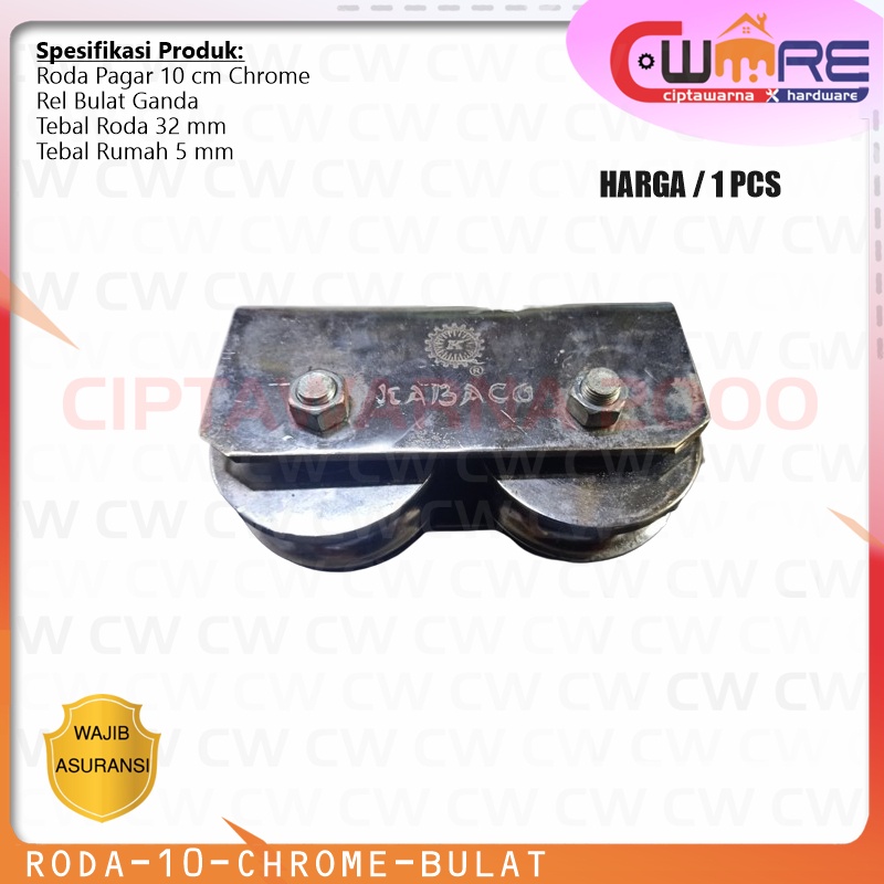 Jual Roda Rel Pagar Rumah 10 cm Bulat Siku Tebal Besi As Chrome ...
