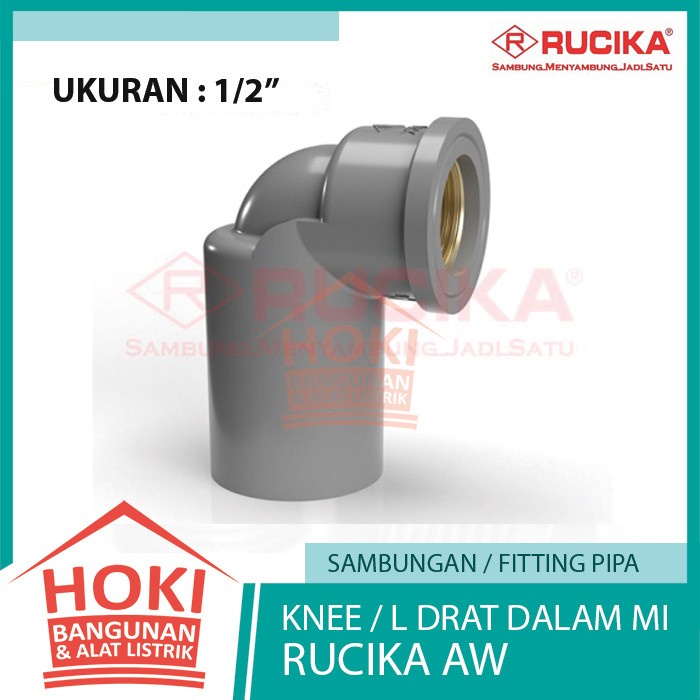 Jual KNEE L DRAT DALAM KUNINGAN 1/2" RUCIKA MI - Metal Elbow Pipa PVC LDD | Shopee Indonesia