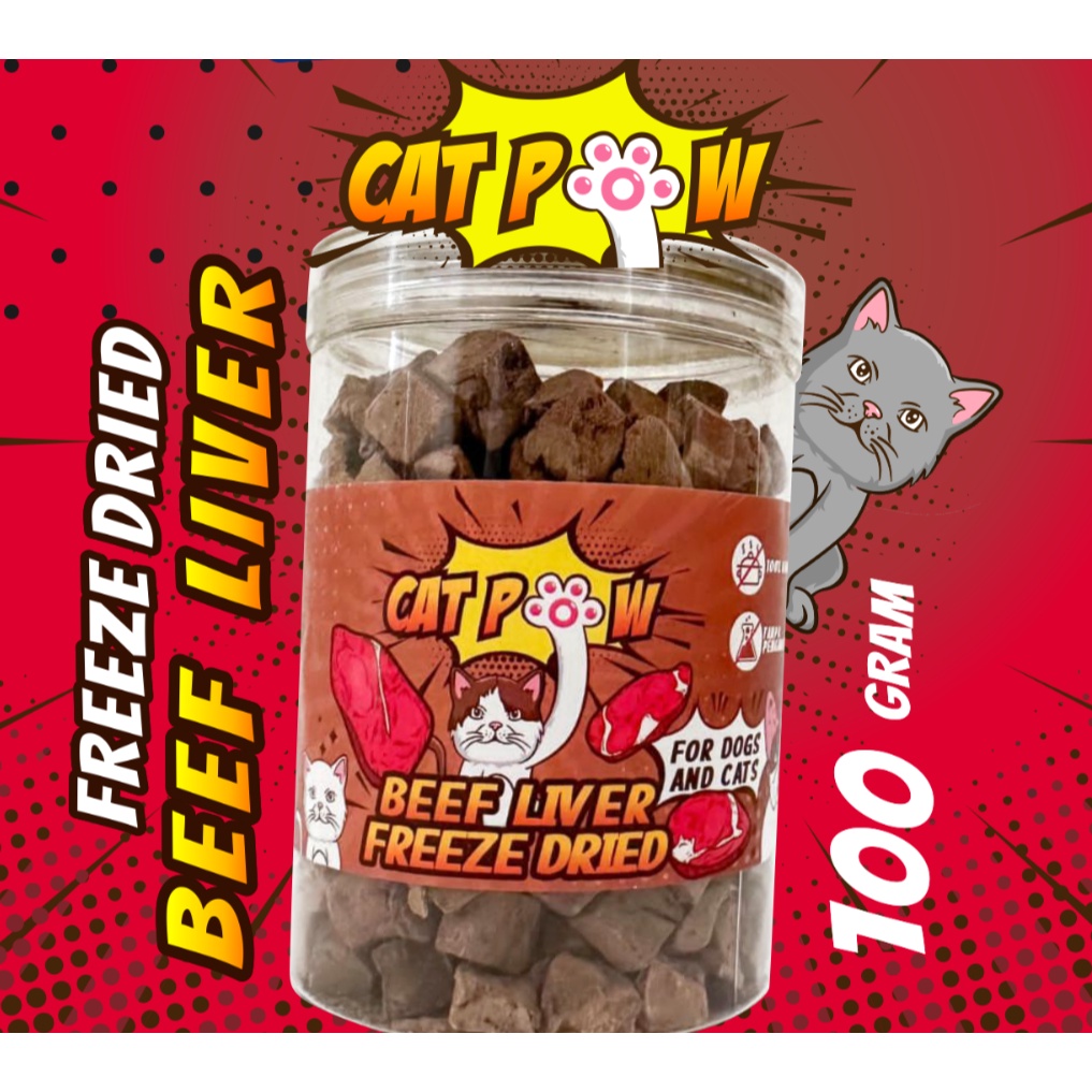 Jual CATPOW Freeze Dried Pet Snack for Dogs Cats 100 Gram Hati Sapi ...