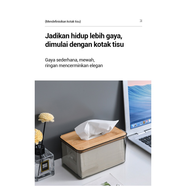 Jual Plus One Grosir Kotak Tissue Transparant Tutup Kayu Penyimpanan ...