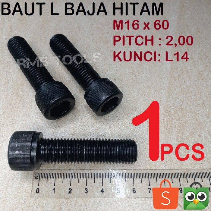 Jual M16x60 BAUT L M16 BAJA HITAM GRADE 12.9 SOCKET CAP SCREW | Shopee Indonesia
