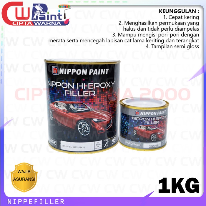 Jual Nippon HI High Build Epoxy Fill3r Plamir Dempul DUCO Putih White ...