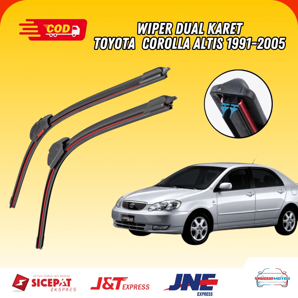 Jual Wiper Dual Blade - Toyota Corolla Altis 1991 - 2005 - Wiper 2 Lapis Karet Frameless Model ...