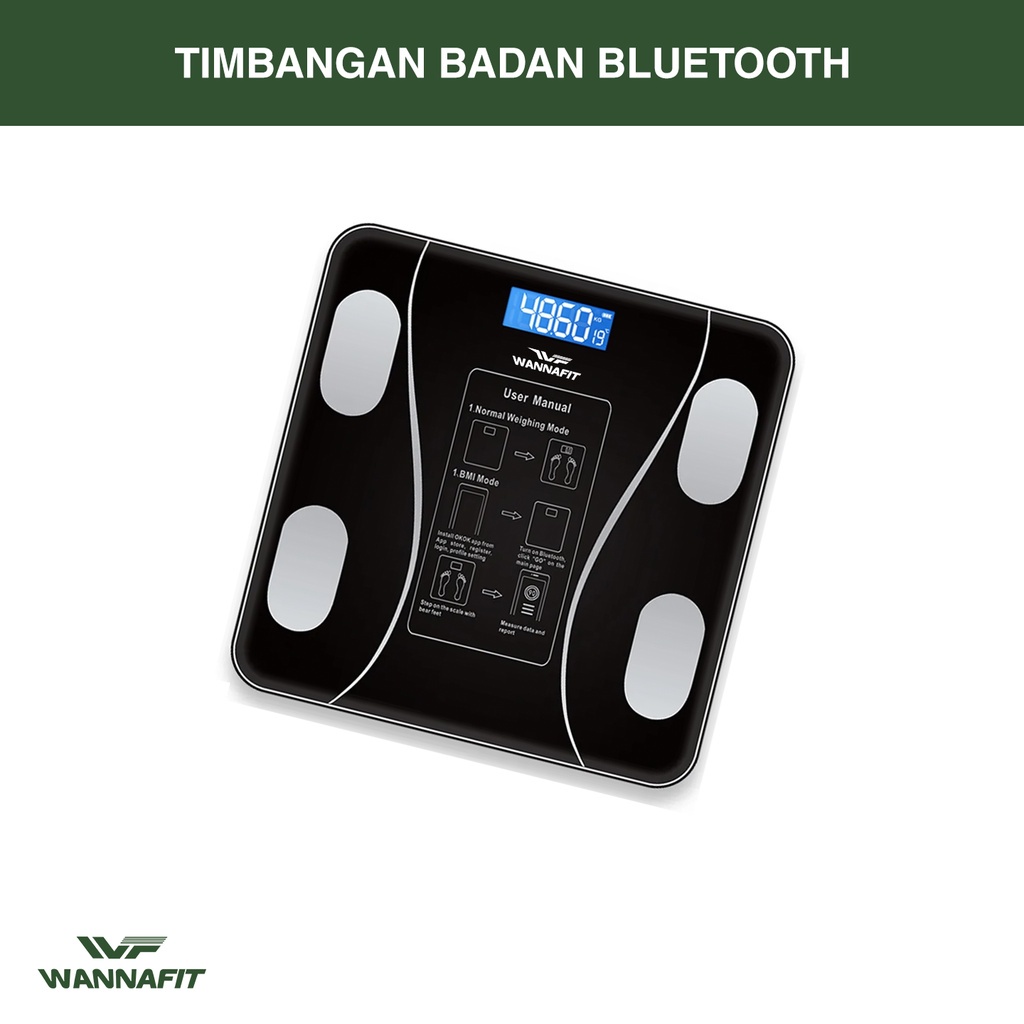 Jual Timbangan Badan Digital Bluetooth Wannalife | Berat Body Weight Scale Blue tooth HP Kaca ...