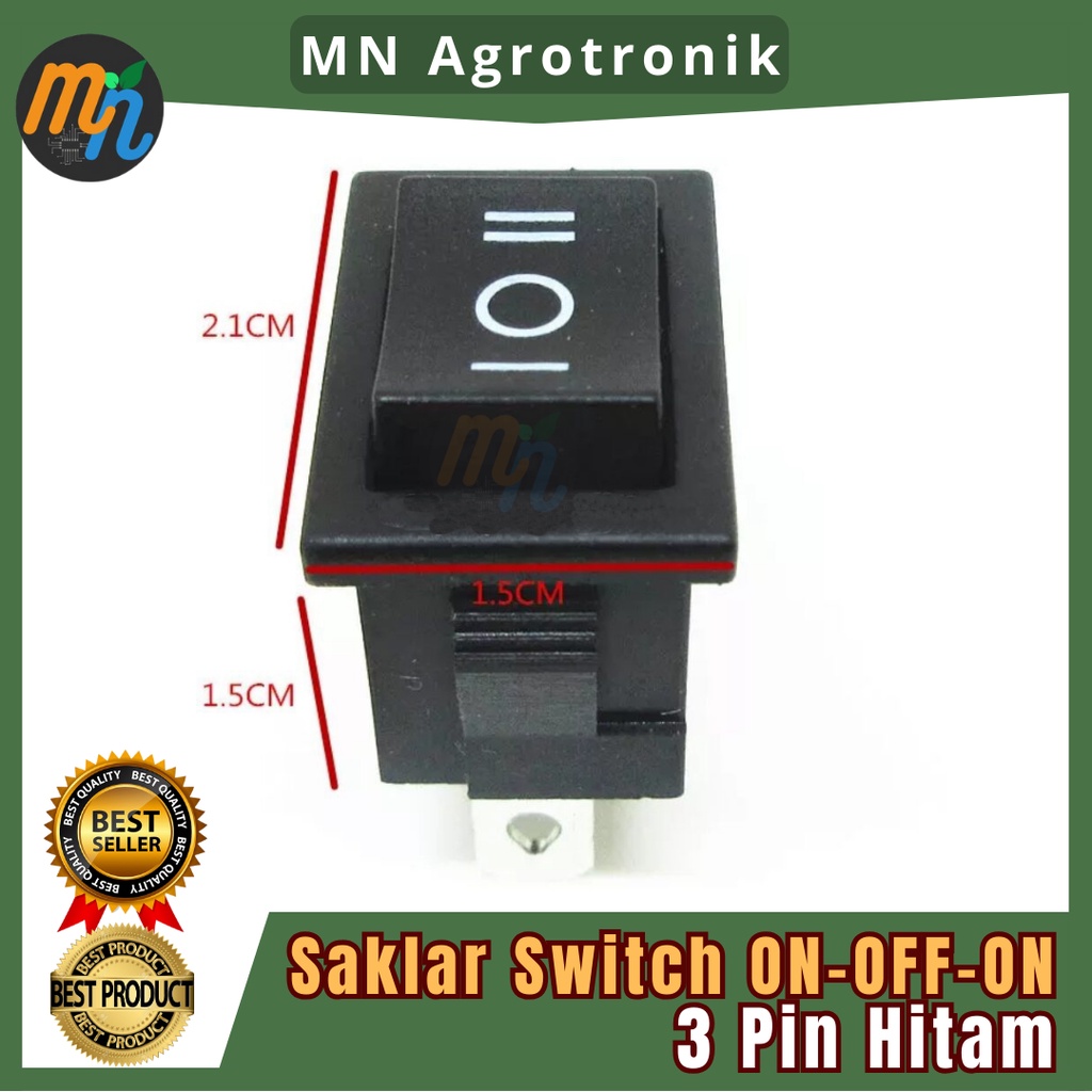 Jual Saklar Switch ON-OFF-ON 3Pin - Switch Hitam on off on 3 Kaki ...