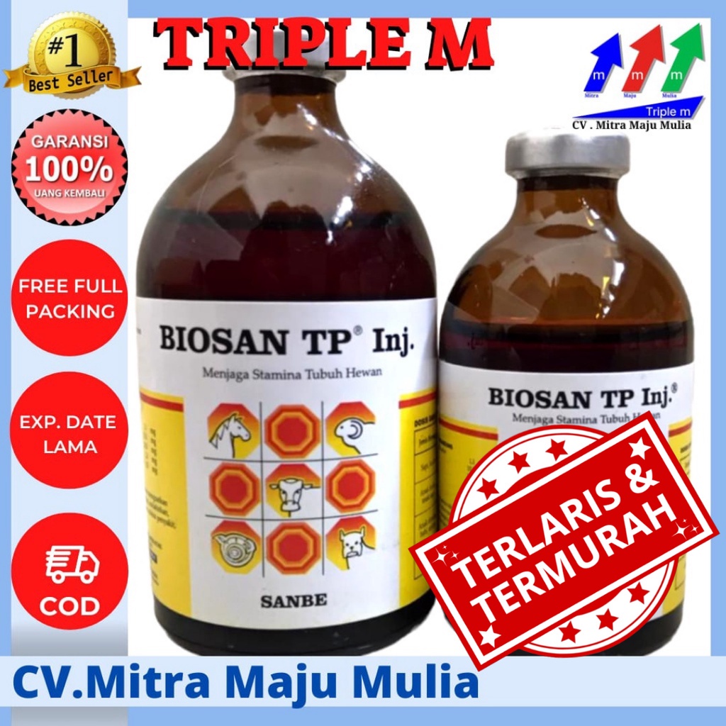 Jual Biosan TP Injeksi Vol. 50ml & 100ml TRIPLE M - Meningkatkan ...
