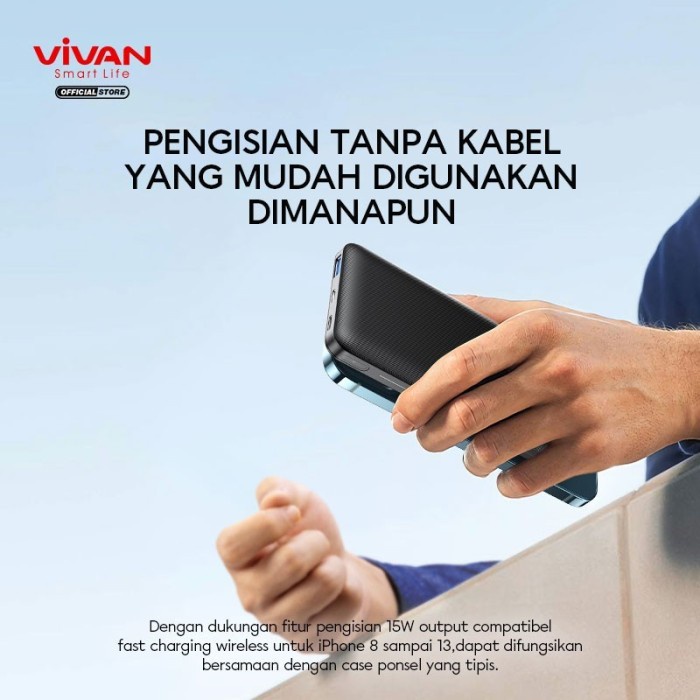 Jual POWER BANK Wireless VIVAN VPB-W10 5A 10W PD+QC 3.0 10000mAh 2 ...