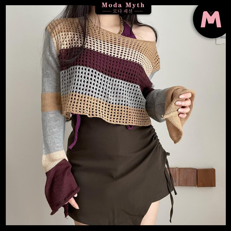 Jual MODAMYTH HT009 - ATASAN SET 2IN1 TANKTOP OUTER WANITA STRIPES KOREAN STYLE MODEL TERBARU ...