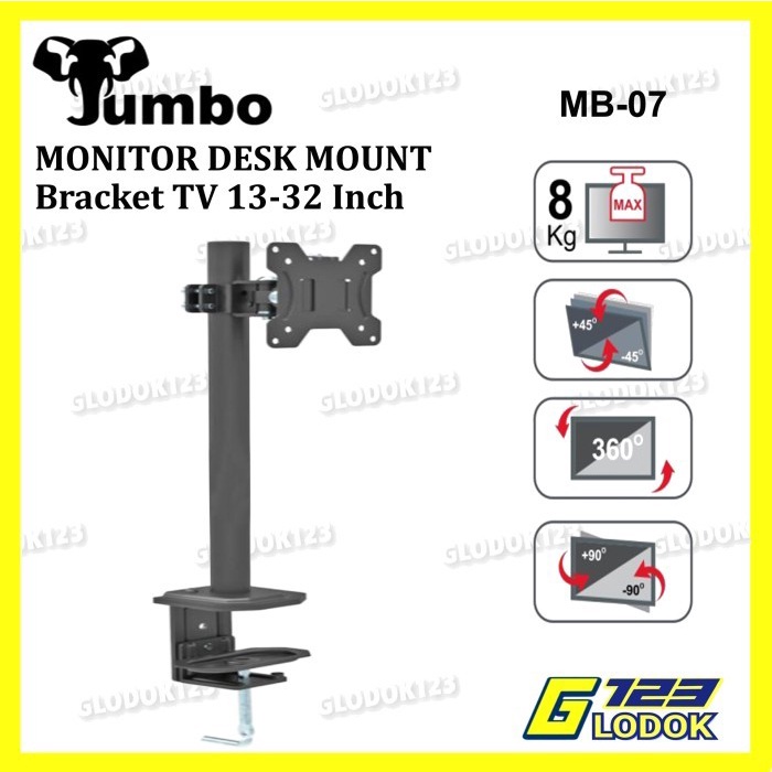 Jual JUMBO Bracket Breket Monitor TV Jepit Meja Desk Mount 13-32 Inch ...