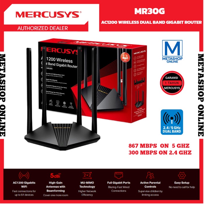 Jual MERCUSYS MR30G AC1200 Wireless Dual Band Gigabit Router Wi-Fi | Shopee Indonesia