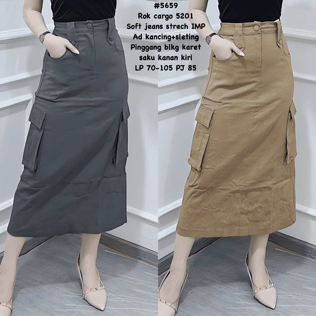 Jual TB - ROK INES CARGO WANITA TWILL PREMIUM // ROK CARGO WANITA ...