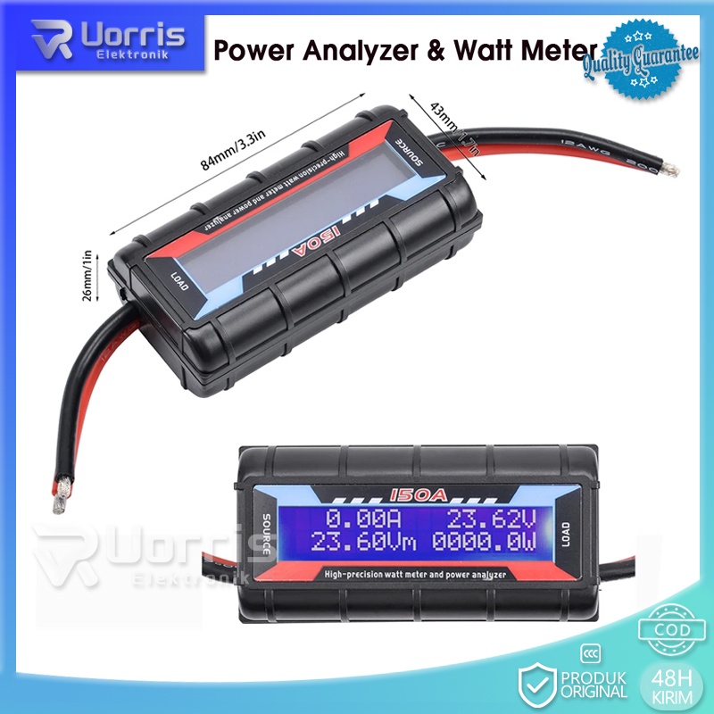 Jual DC watt meter 60V 150A volt ampere rc watt meter Dc 60V 100A power ...