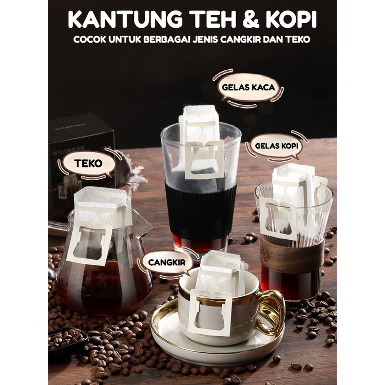 Jual Kiara 50 Lembar Tas Penyaring Teh Bubuk Kopi / Drip Bag Coffe ...
