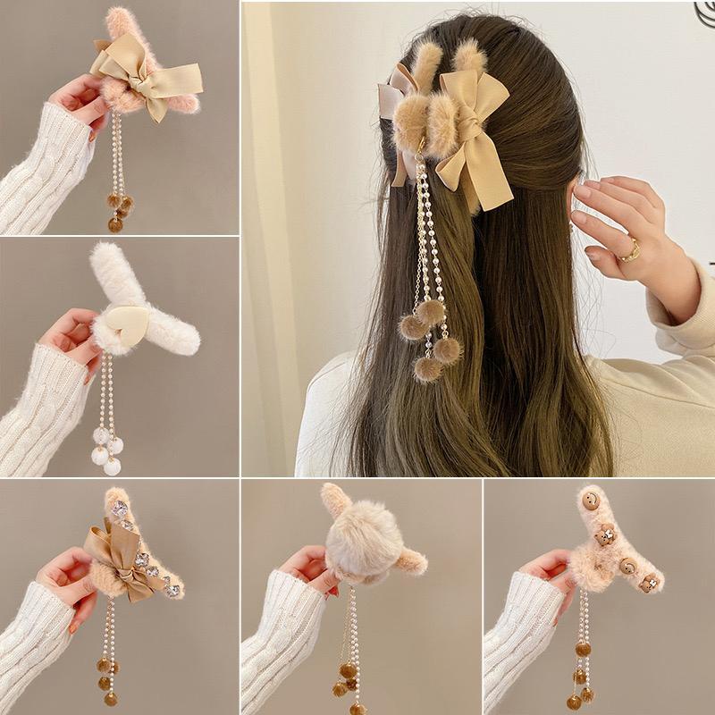 Jual Gu Jepit Rambut Wanita Motif Kupu Jedai Bulu Pom Pom Halus Lembut Gaya Korea Import Hairpin