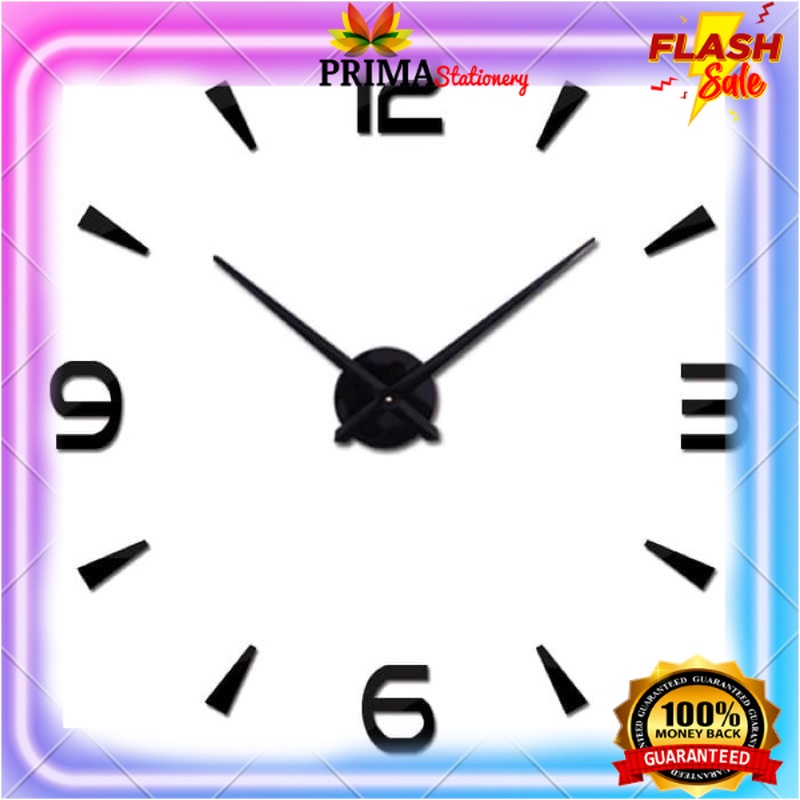 Jual Jam Dinding besar Tempel DIY analog Dekorasi 3D Ukuran 70cm Modern ...