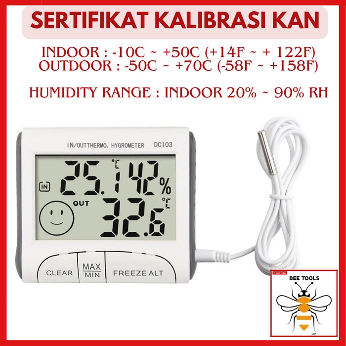 Jual Thermohygro / Termometer Suhu Digital DC 103 Sertifikat Kalibrasi ...