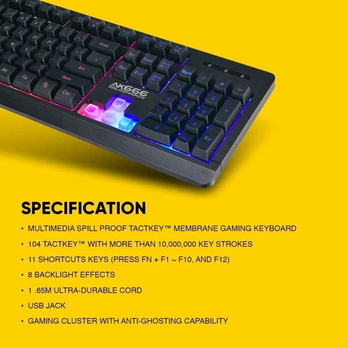 Jual Armaggeddon AK666 Spill Proof Backlit Membrane Gaming Keyboard ...