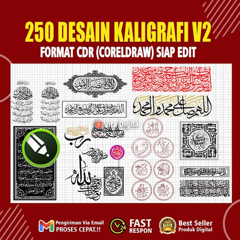 Jual 250 Koleksi Desain Kaligrafi Vector v2 Format CDR CorelDraw ...