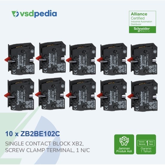 Jual MOS99 SCHNEIDER ADDITIONAL CONTACT BLOK XB2 1 N/C ZB2BE102C x 10 ...