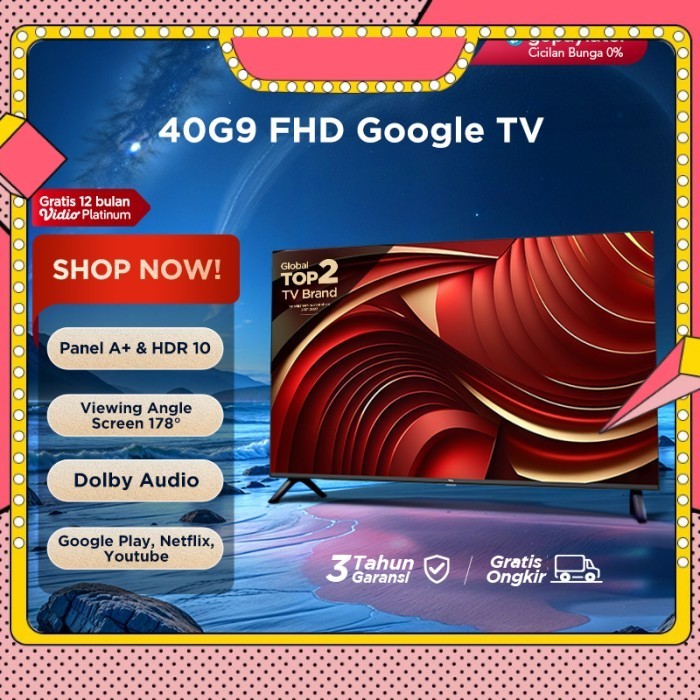 Jual TCL 40 Inch Google TV - 40G9 - FHD - Google Audio - WiFi - 40G9 ...