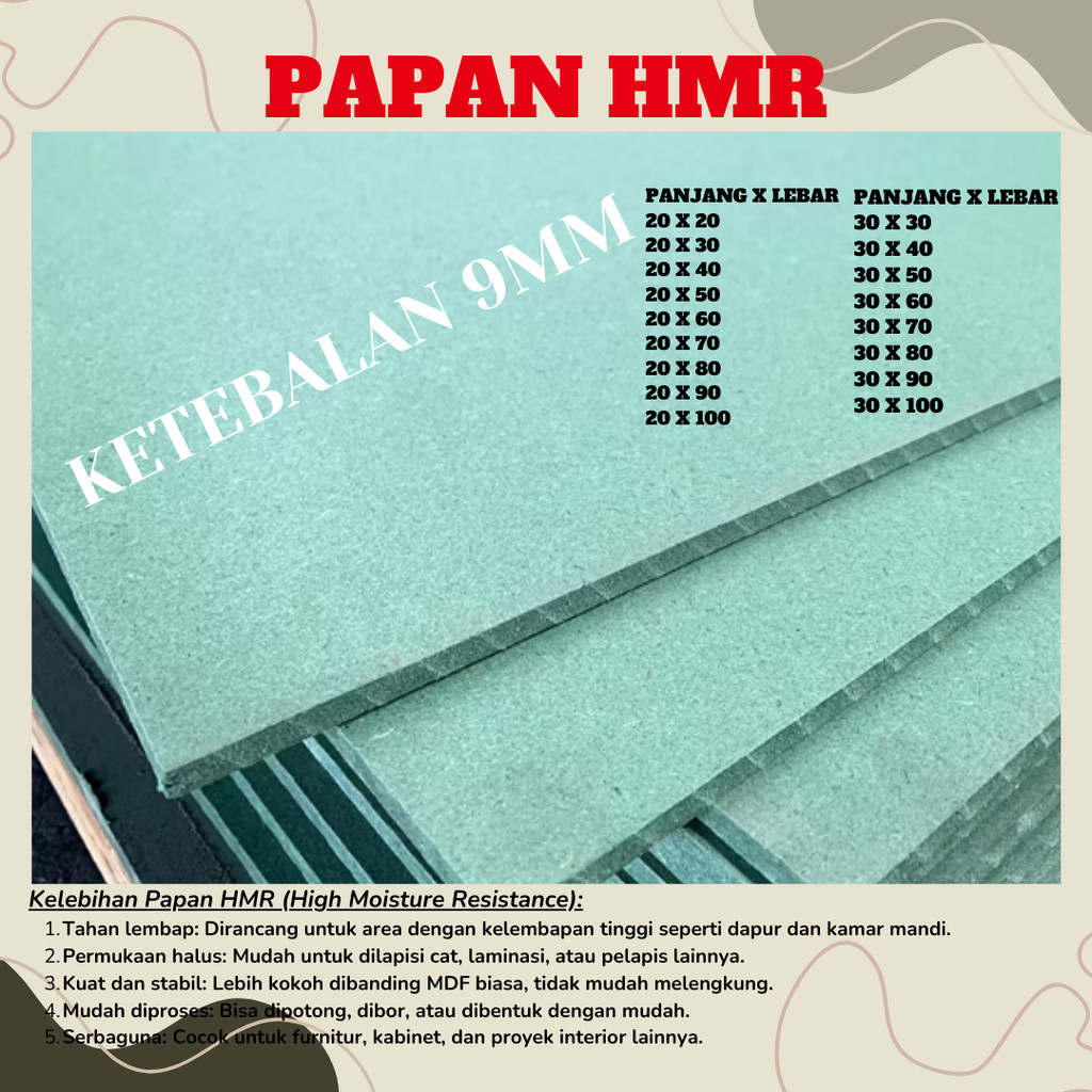 Jual PAPAN HMR 9mm 20x30 / MDF Hijau / N O | Shopee Indonesia
