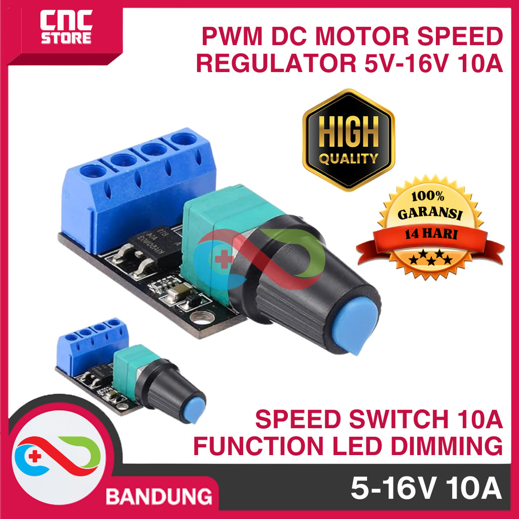 Jual PWM DC Motor Speed Regulator 5V-16V 12V Speed Switch 10A Switch ...