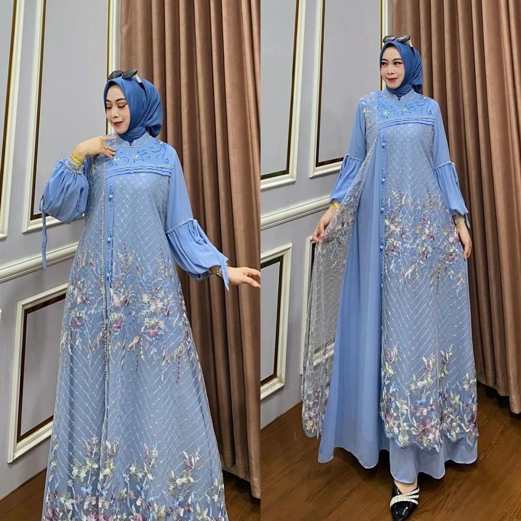 Jual GROSIR MUSLIM - CLARISA DRESS BAJU GAMIS KONDANGAN WANITA TERBARU 2025 DRESS CERUTY ...