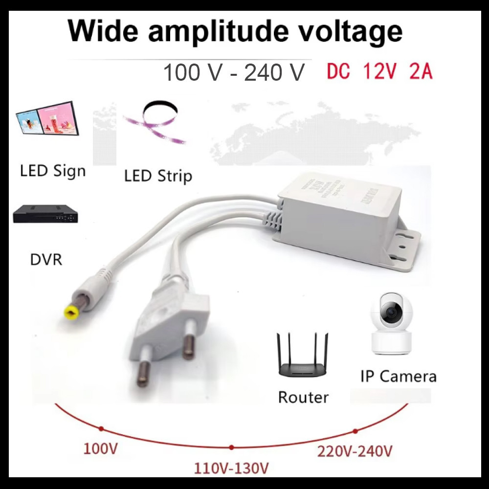 Jual Adaptor Power Supply AC to DC 12V 2A EU Plug CCTV Lampu LED Router ...