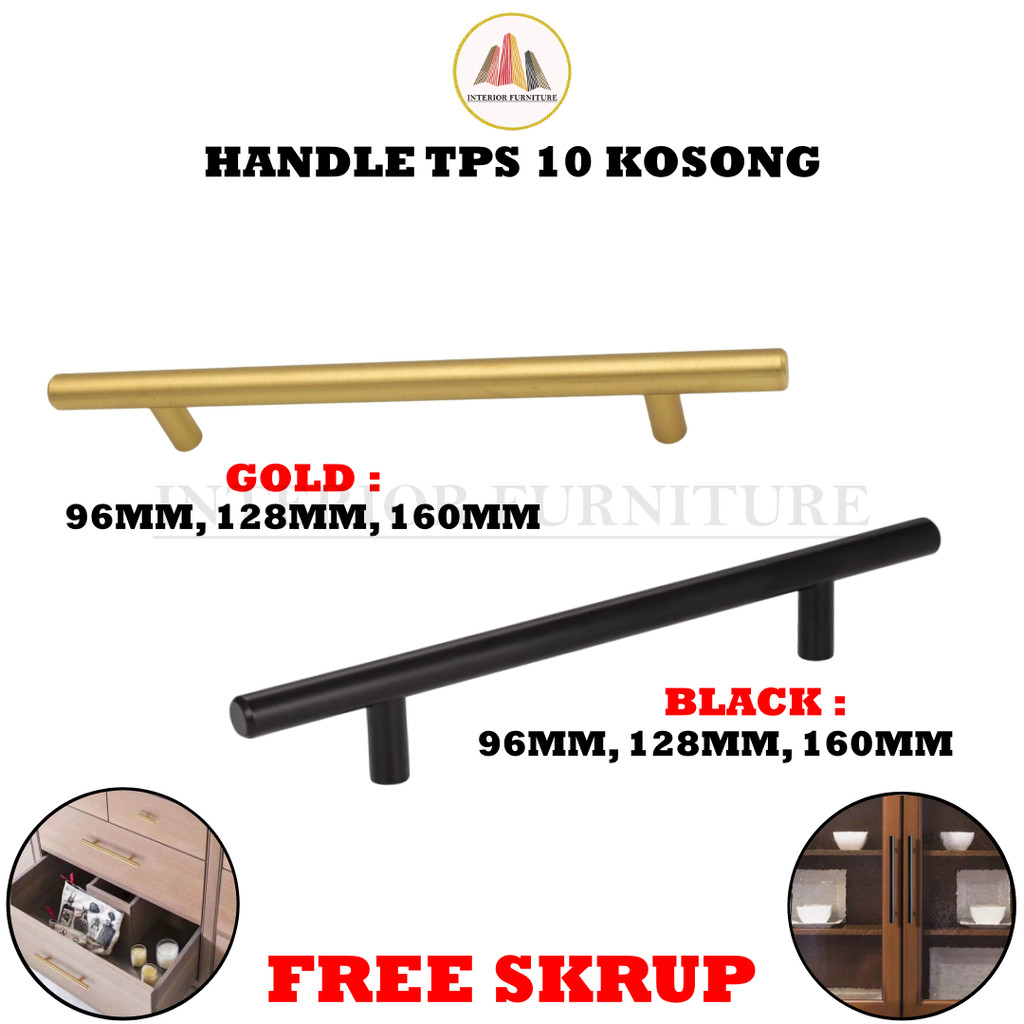Jual Handle Lemari Laci Minimalis TPS 10 Kosong Gold & Black Stainless ...