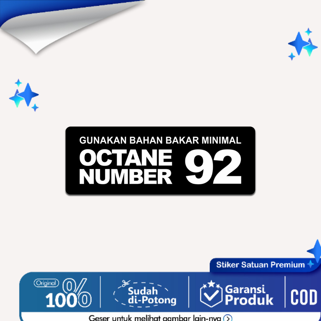 Jual Sticker Octane Number Ron 92 Stiker Motor Mobil Laminasy Glossy ...