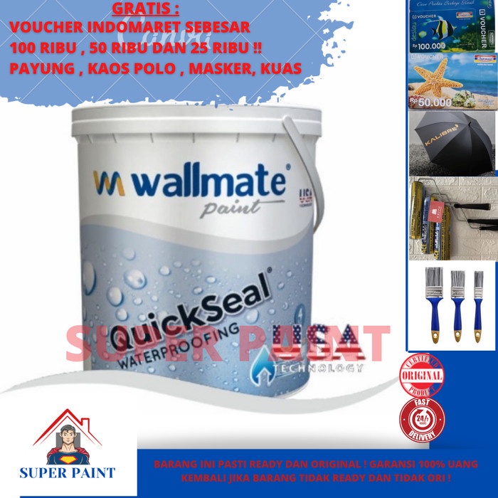 Jual Cat Kolam Wallmate Quickseal Waterproofing 20 kg SEMUA WARNA READY !!! | Shopee Indonesia