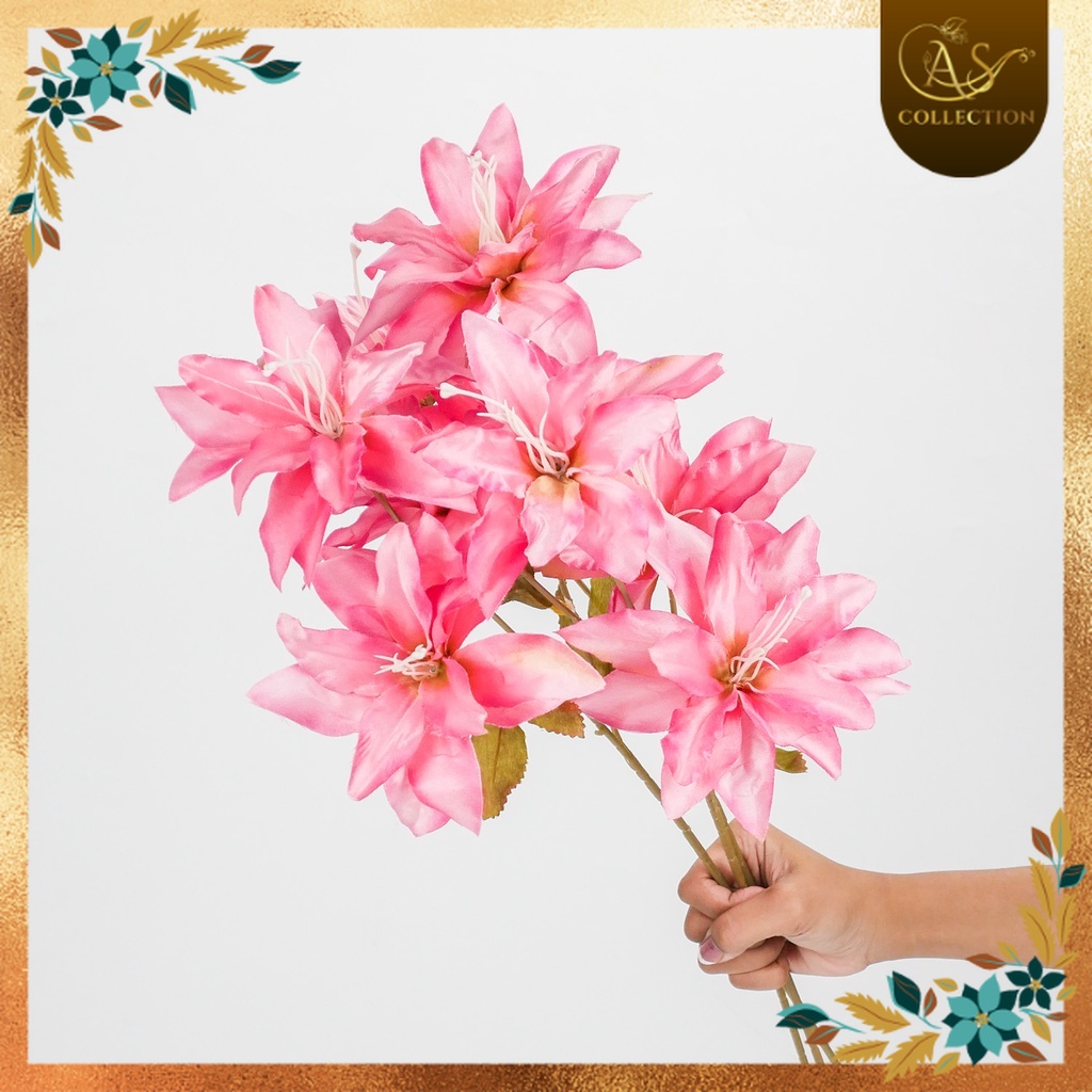 Jual Lily Tangkai Panjang Cabang 3 Bunga Lili Palsu Lily London Heart ...