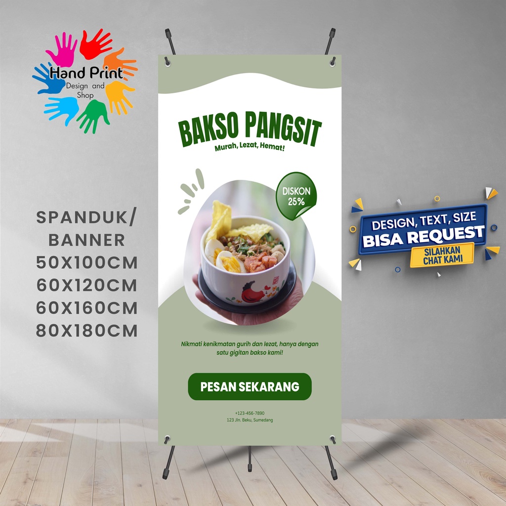 Jual SPANDUK BANNER Bakso Pangsit Mie Ayam Ceker 60x160 CM Outdoor Free ...