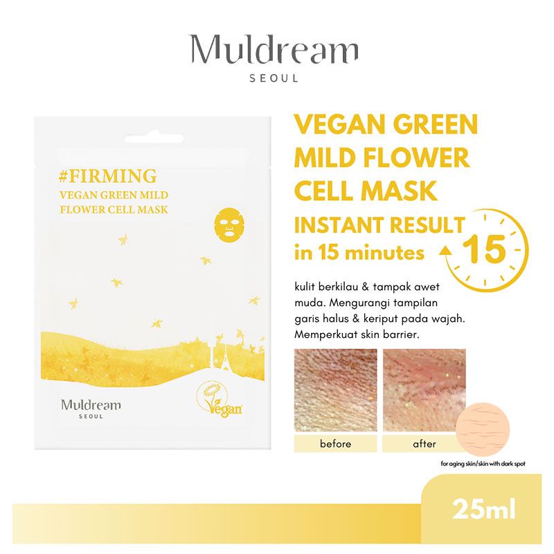 Jual Muldream Vegan Green Mild Flower Cell Mask | 25ml | Shopee Indonesia